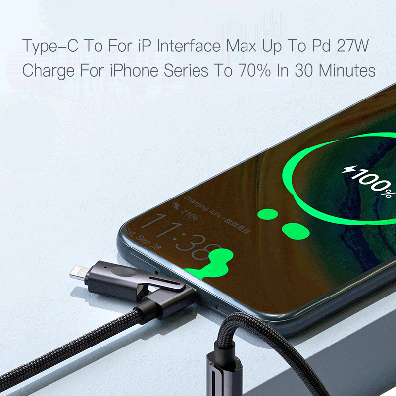 Orashare OC05 4 IN 1 Fast Charging Cable PD 27W Type C 65W Multi-function Data Cable for iP ...