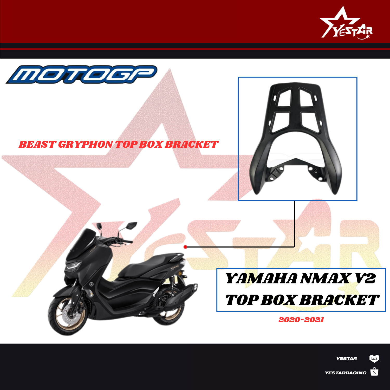 Yestar Beast Gryphon Bracket for Nmax 2020 v2 Beast Gryphon Top Box ...