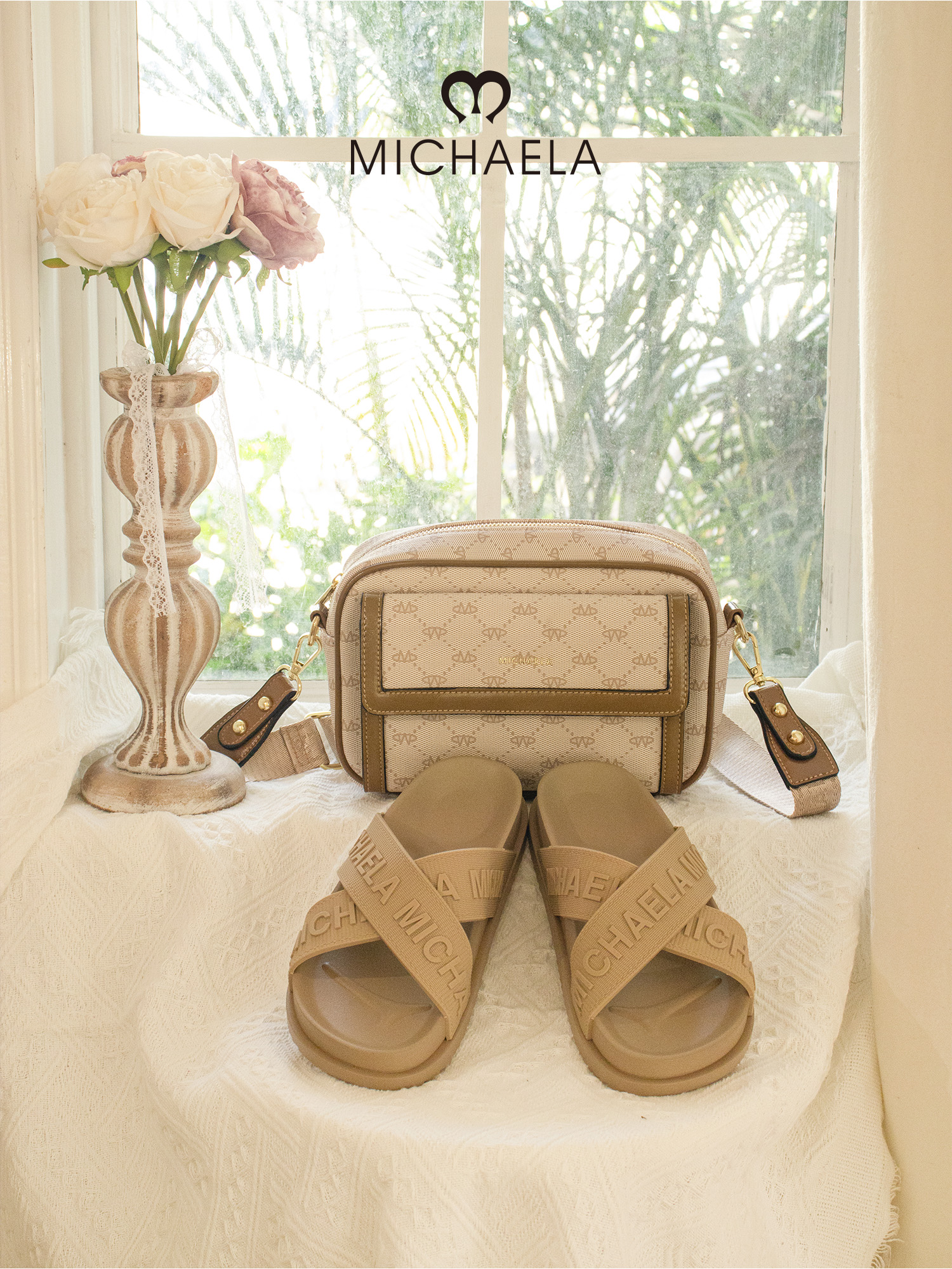 MICHAELA Crossover Platform Slide Sandals Chic Lettering Strap Slip-On ...