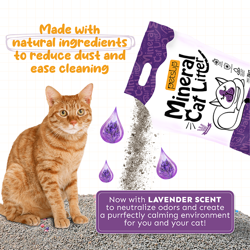 Petsup Mineral Cat Litter Sand Lavender Scent 3kgs Sodium-Based Mineral ...