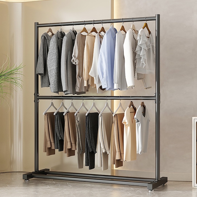 VOIVE Double Layer Indoor Stainless Steel Clothes Rod Hanger Drying ...