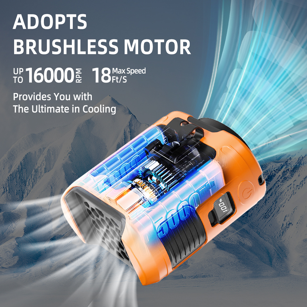 Orashare K50 10000mAh Portable Waist Cooling Fan 3 in 1 Outdoor Fan With Light 5 Speed Wind Clip ...