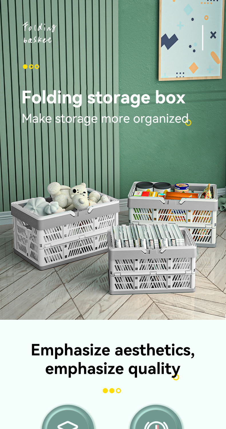 Deli Vusign Large Storage Basket with Handle Folding Hollow Out Storage ...