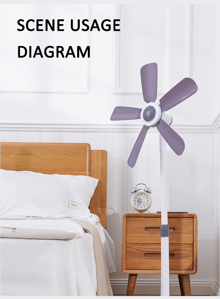 5 Blade Stand Fan Big Wind Portable Electric Floor Fan Adjustable ...
