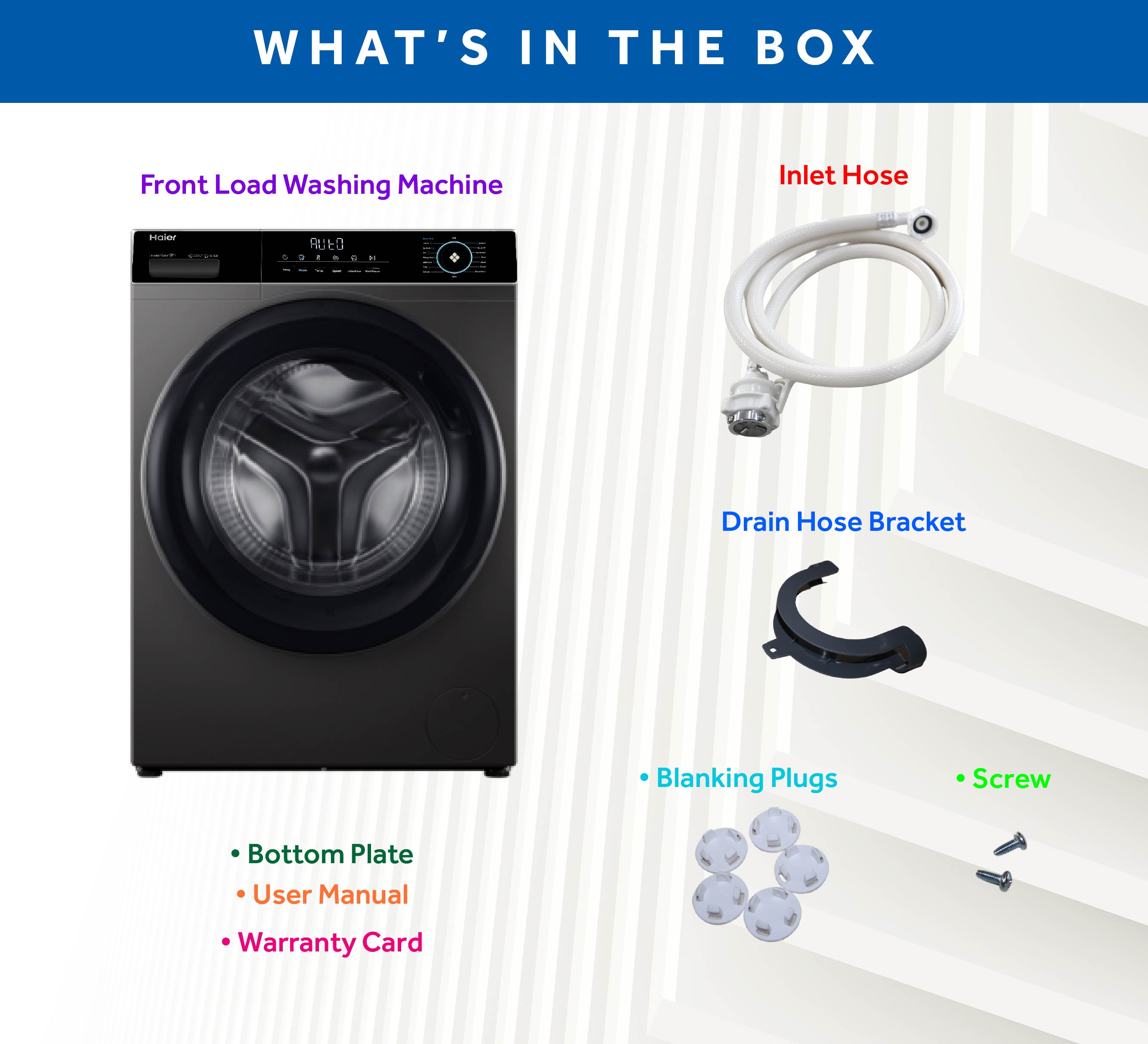 Haier HWM105-BP929AB 10.5 kg Super Inverter Wash Front Load Washer ...