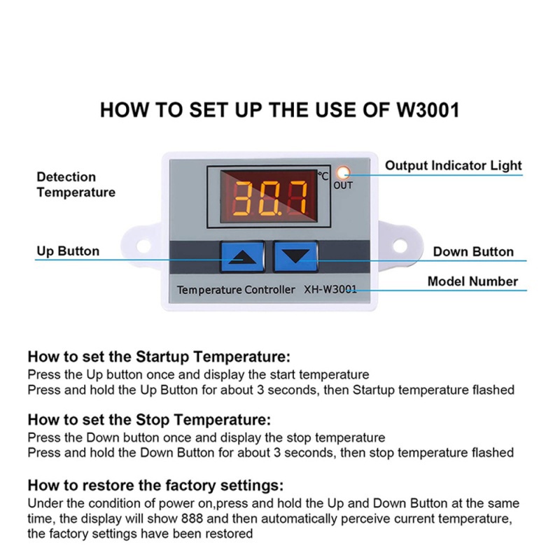 W3001 220V Digital Temperature Controller Thermostat For Egg Incubator ...