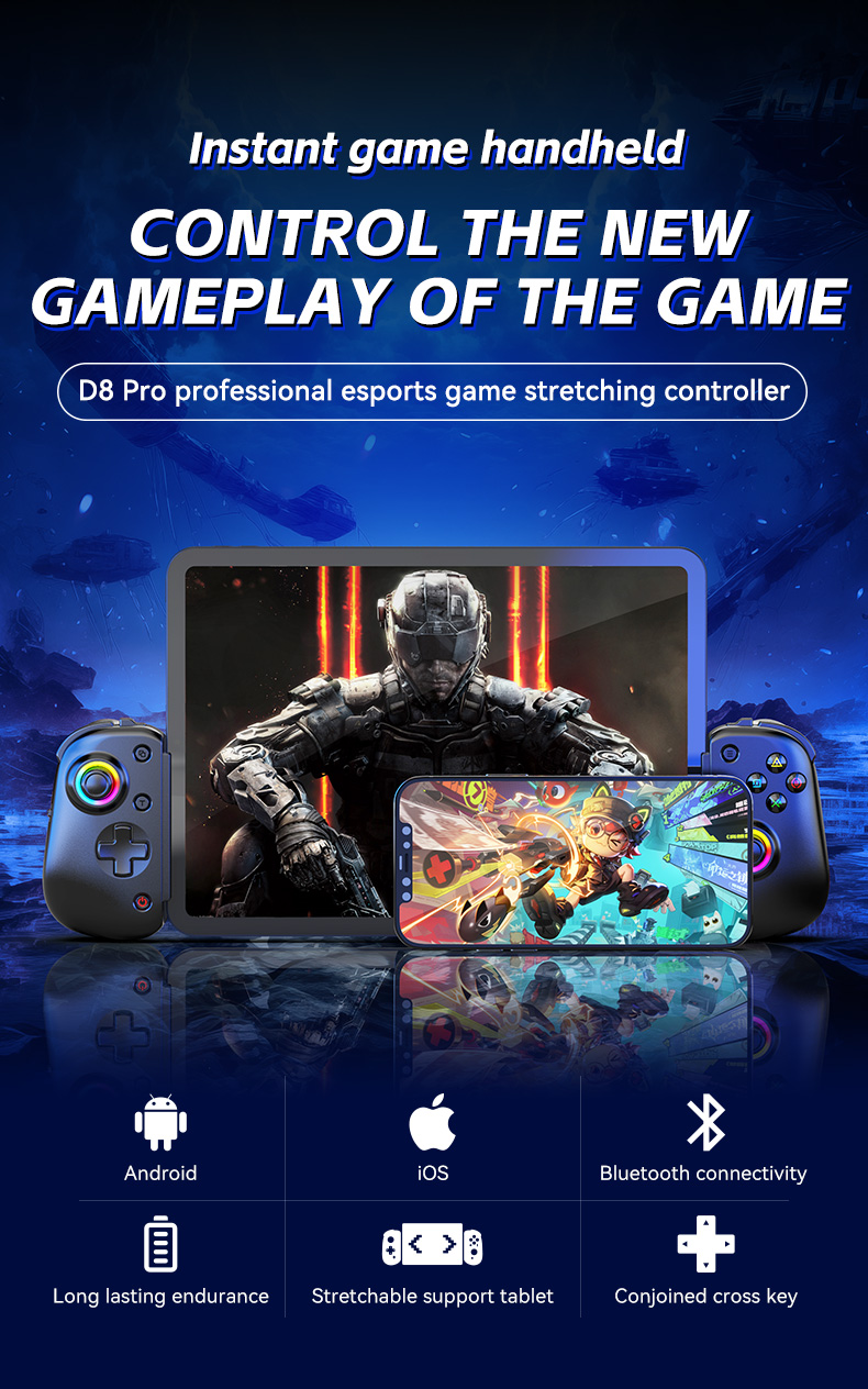 D8 Pro Bluetooth Multi-platform Support Wireless Gaming Controller with Hall Triger Precise ...