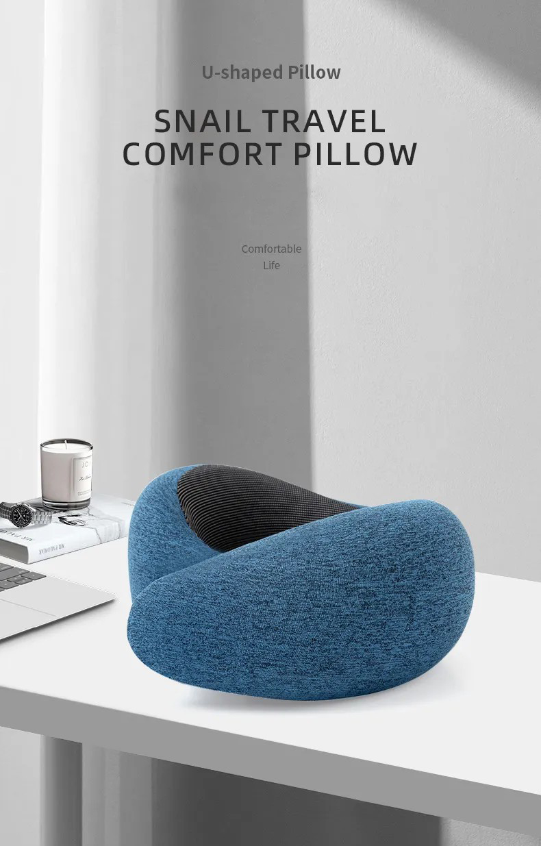 Memory Sponge Travel U-Shaped Pillow Portable Velcro Adjustable Size ...
