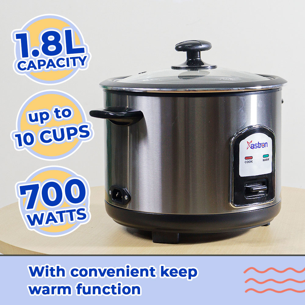 Astron SRC1805 Rice Cooker - 1.8L | Easy to Clean | Anti-Rust | 6-10 ...