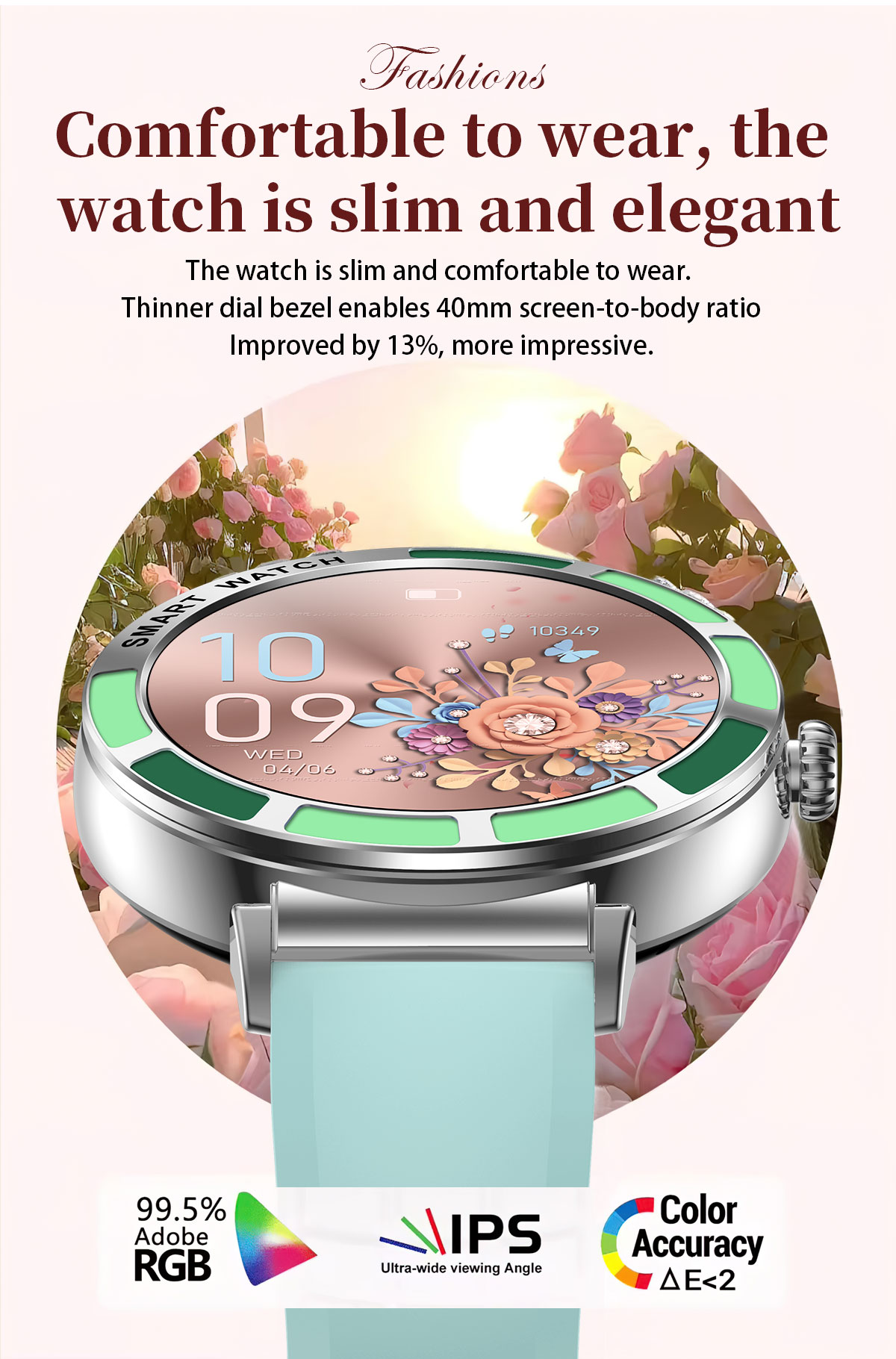 Aolon LILY R2 Smart Watch Bluetooth Call Menstrual Health Message 24H ...