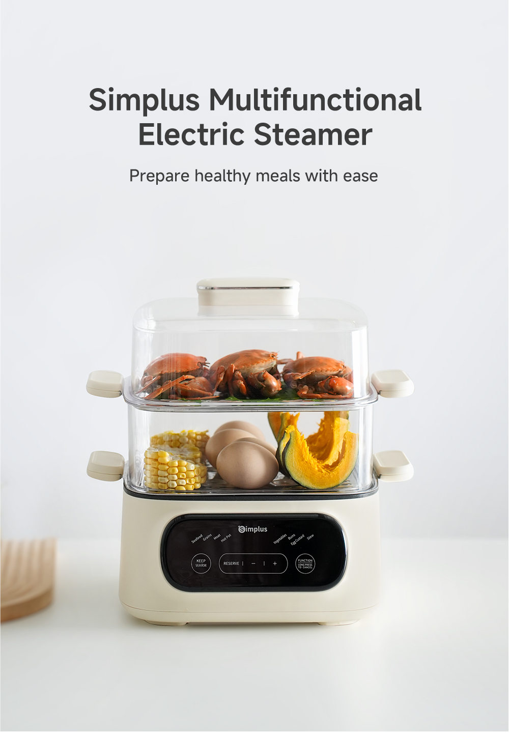 Simplus Electric Steamer 11L Capacity Hot Pot 24h Delay Timer 8 Preset ...