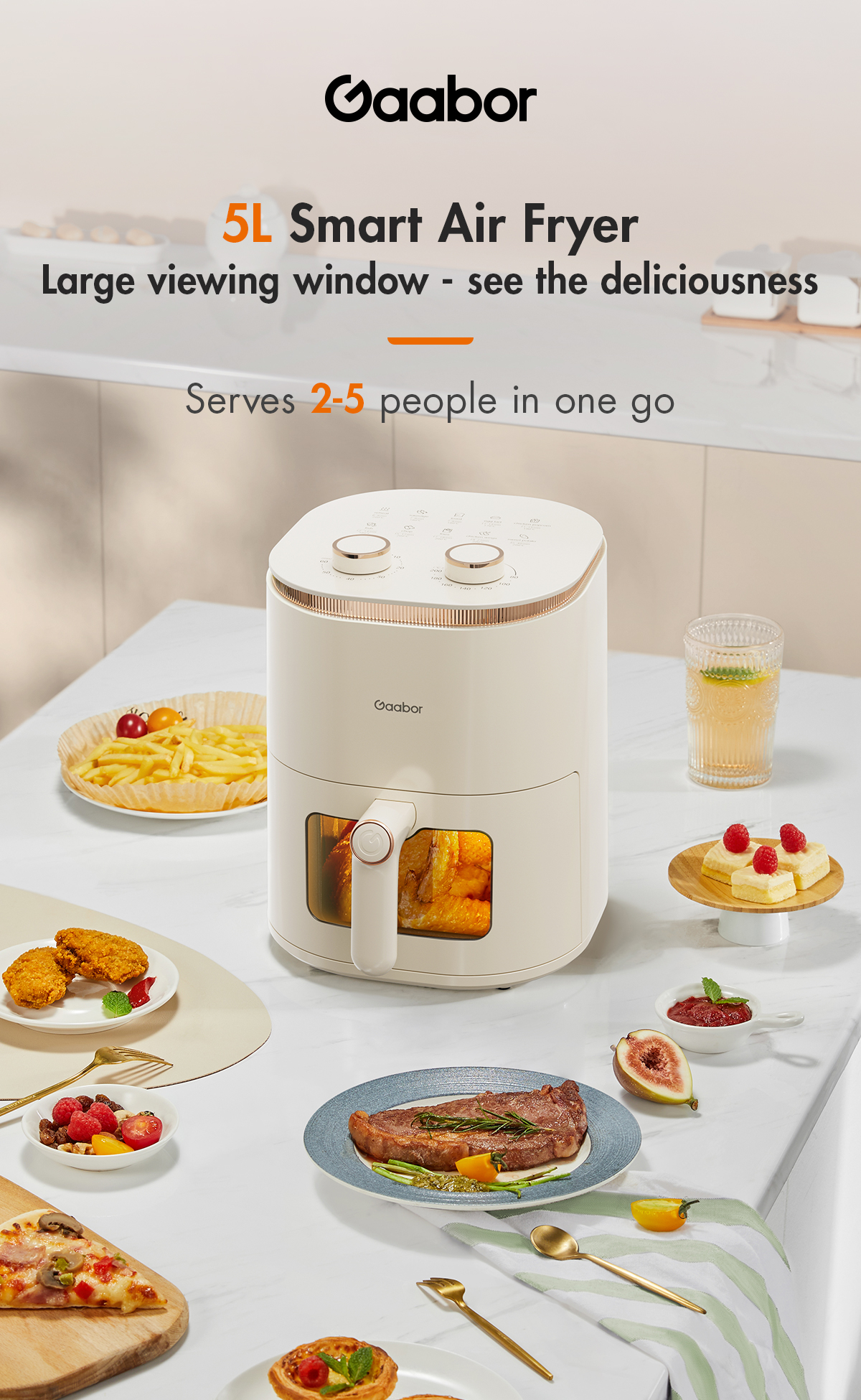 Gaabor Air Fryer Dual Rotary Knob Transparent Window 10 Menus+Reheat ...