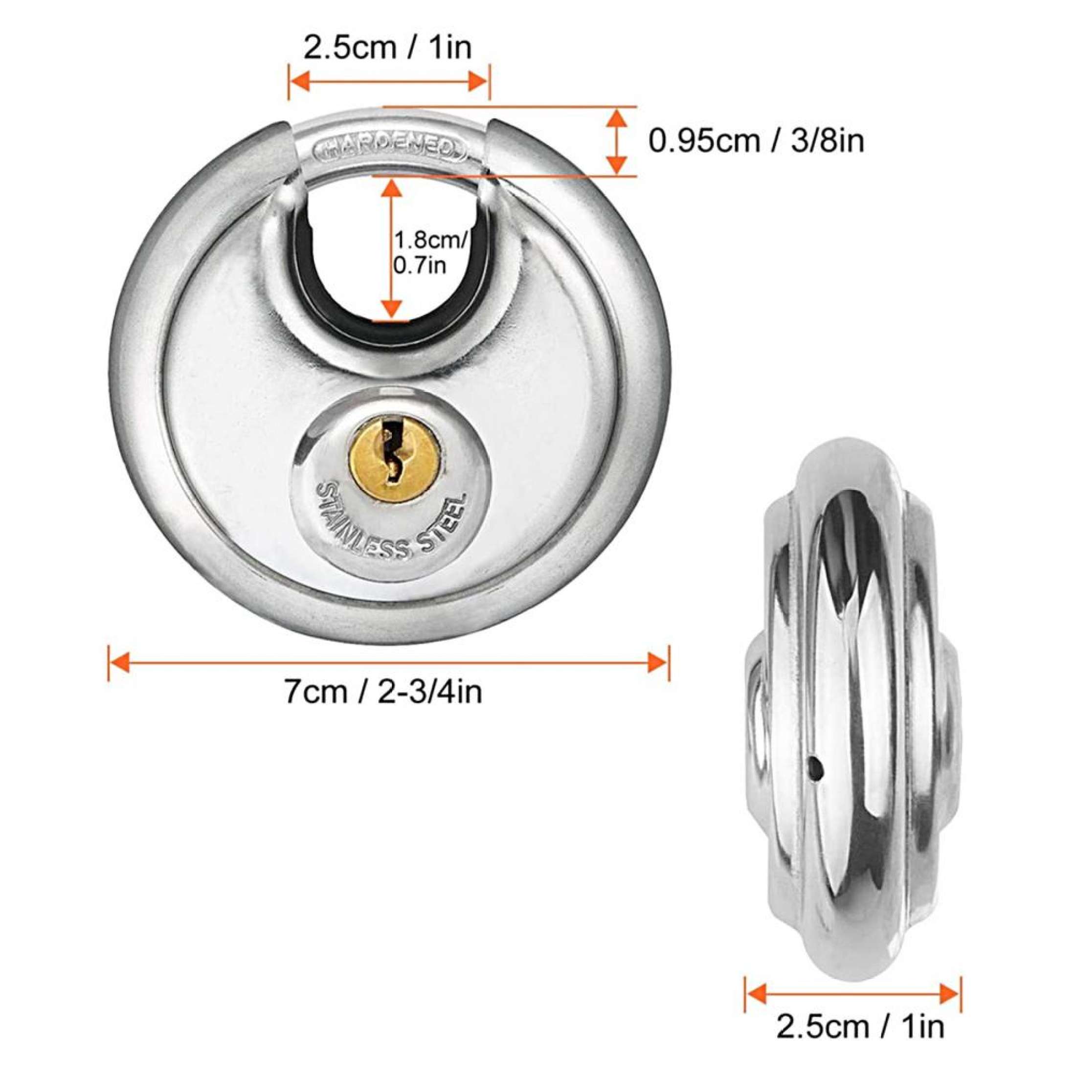 Anti-Theft Disc Padlock Stainless Steel Round Disc Lock waterproof for ...