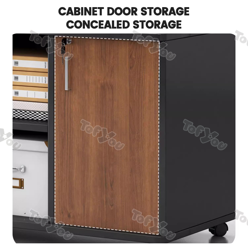 Home Office File Cabinet with Lock Wooden Locker Data Storage Cabinet ...