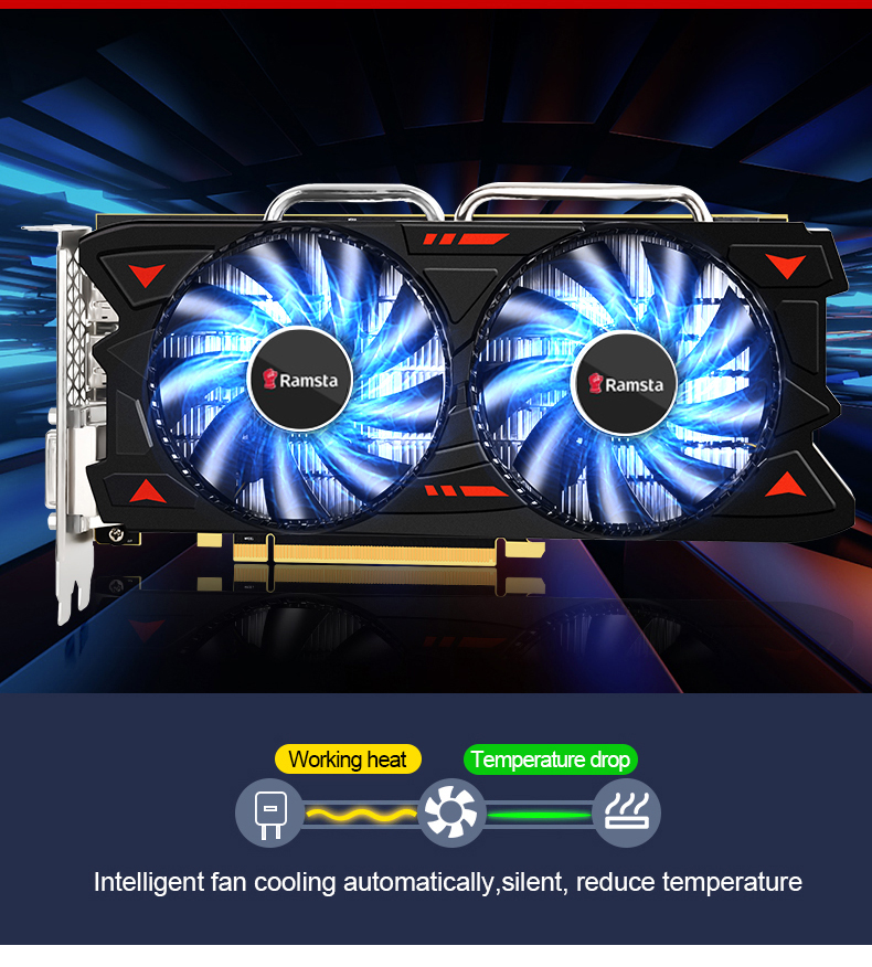 RAMSTA AMD RX550 4GB / RX580 8GB Graphics Card GDDR5 256Bit Computer ...