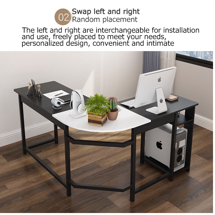MC&HOME L-shape Table Computer Desk 140CM Corner Working Table Learning ...