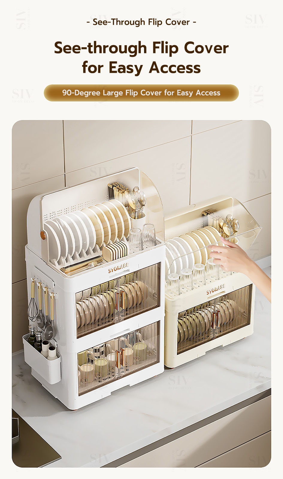 SIV Plastic Dish Cabinet Foldable Dish Drainer Drying Rack Aesthetic ...