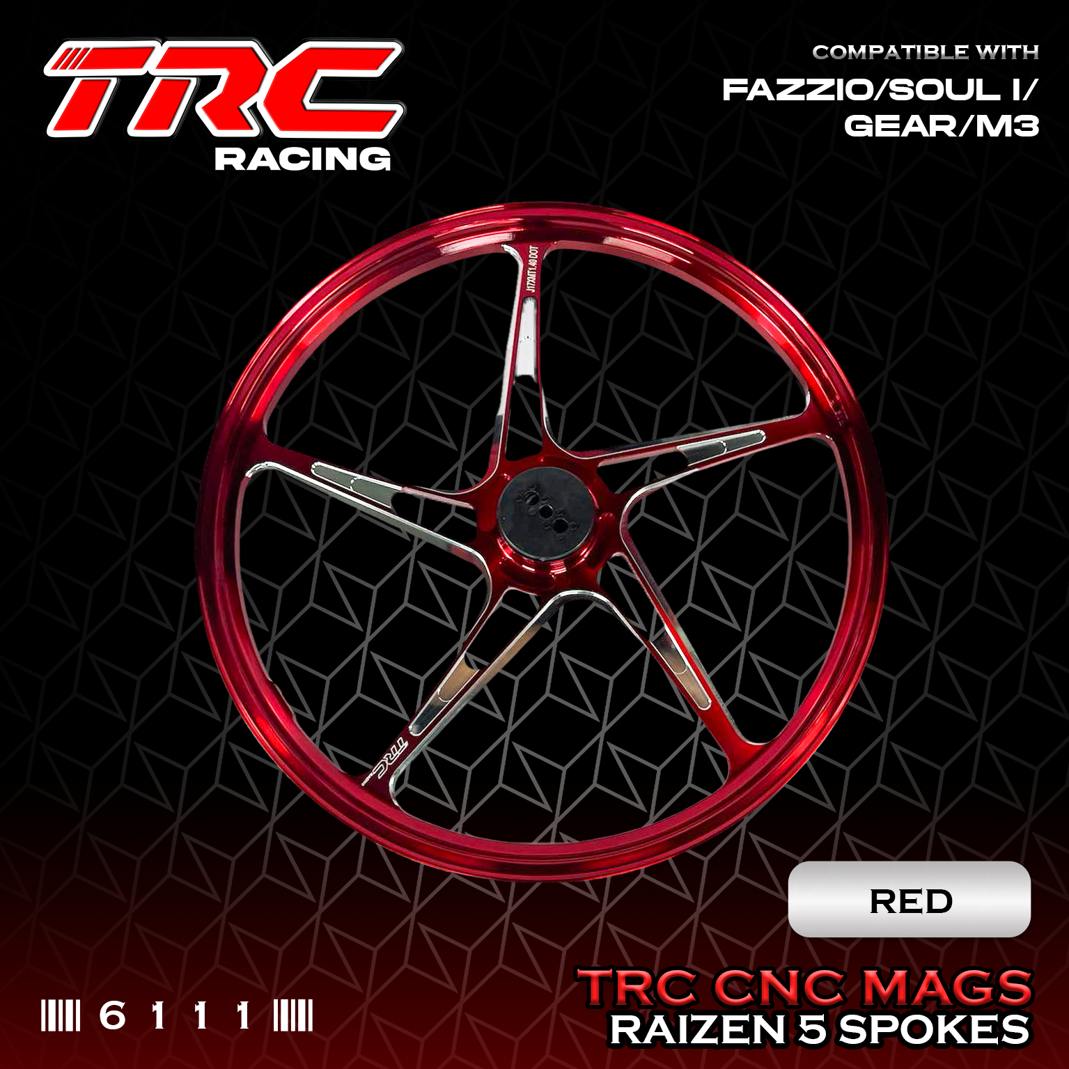 TRC CNC Mags Raizen 5 Spokes (1.4 F x 1.4 R x 17) Malaysian Concept for ...