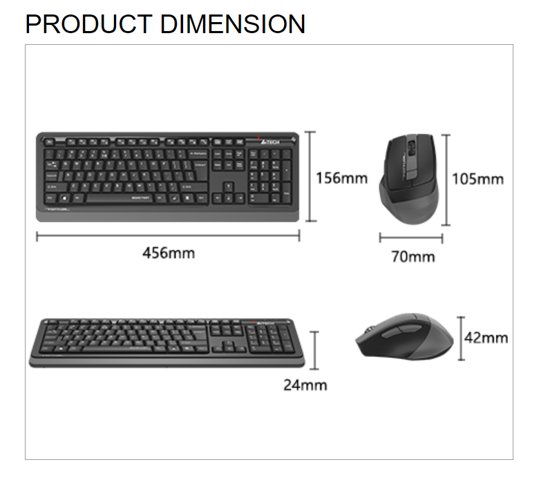 A4Tech Keyboard and Mouse Set FGS1035Q Grey Fstyler Collection 2.4G ...