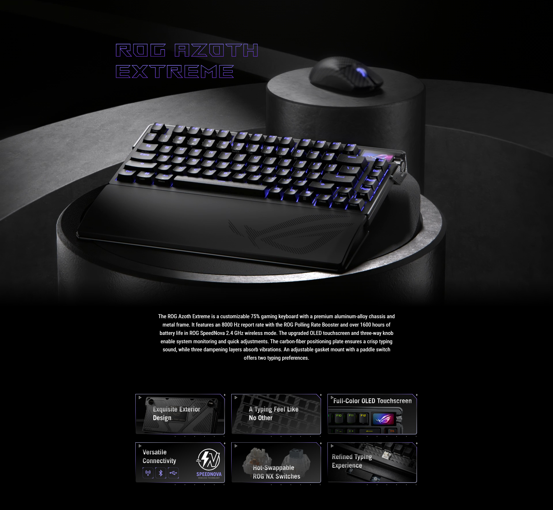 Asus ROG Azoth Extreme M702 NX Aura Sync Tri-Mode Connection Mechanical ...