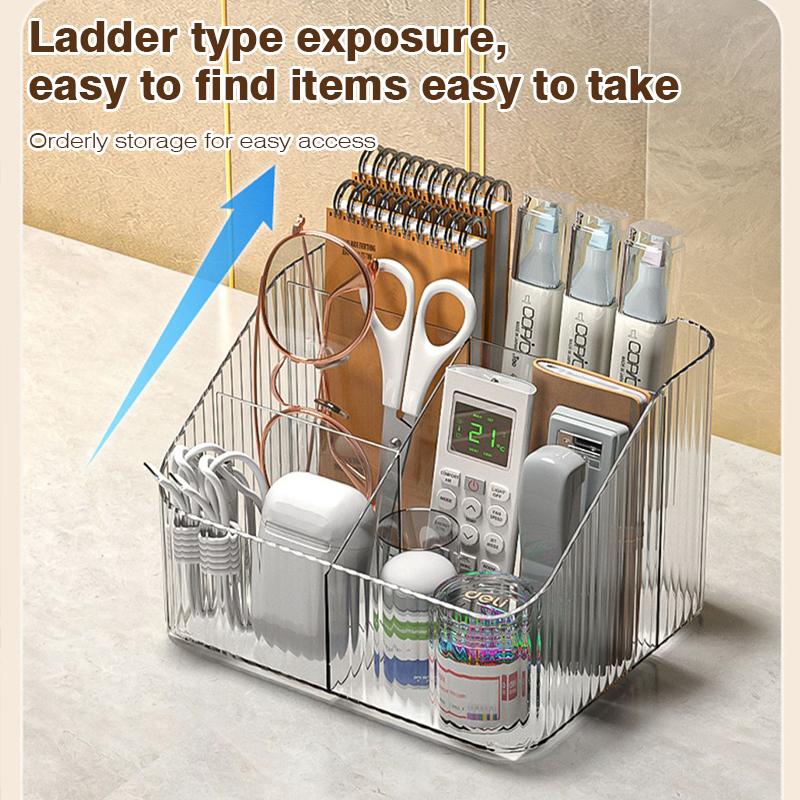 3 Grid Transparent Plastic Large Capacity Sundries Office Bathroom Make ...