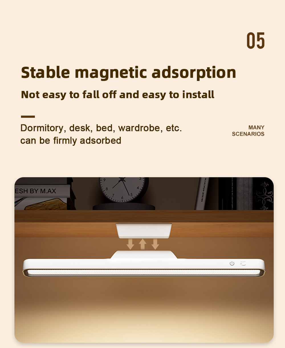 NEW Desk Lamp Hanging Magnetic Table Lamp Led Usb Rechargeable Stepless ...