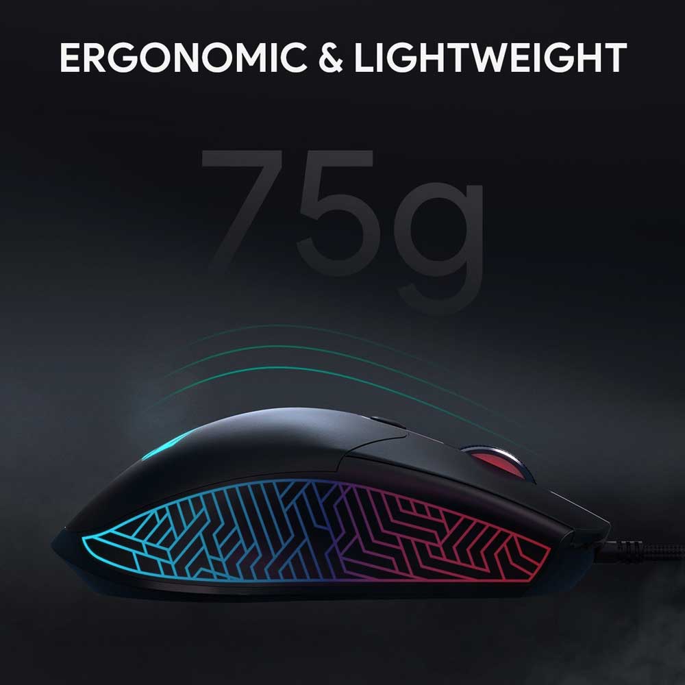 AUKEY GM-F3 RGB Wired Gaming Mouse with 7200 DPI Optical Sensor, 6 ...