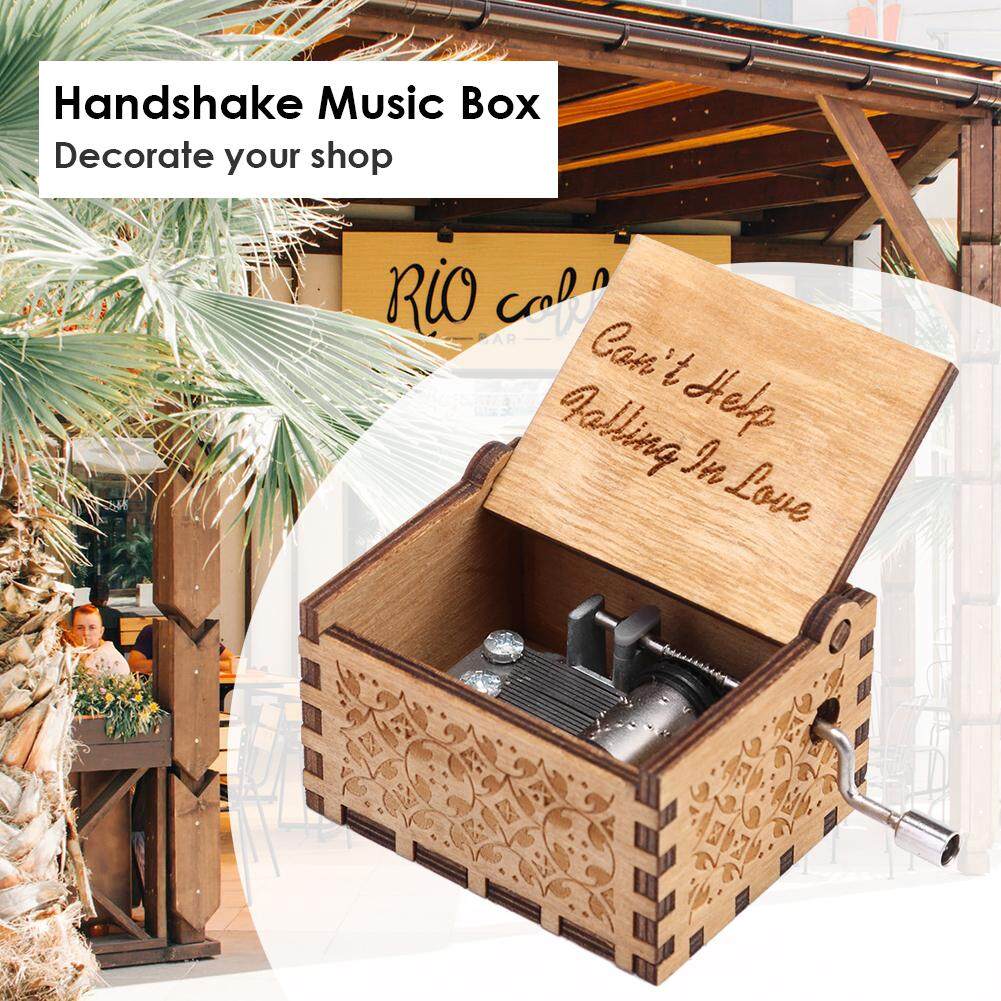 Can't Help Falling in Love Wood Music Box Vintage Exquisite Wooden Hand ...