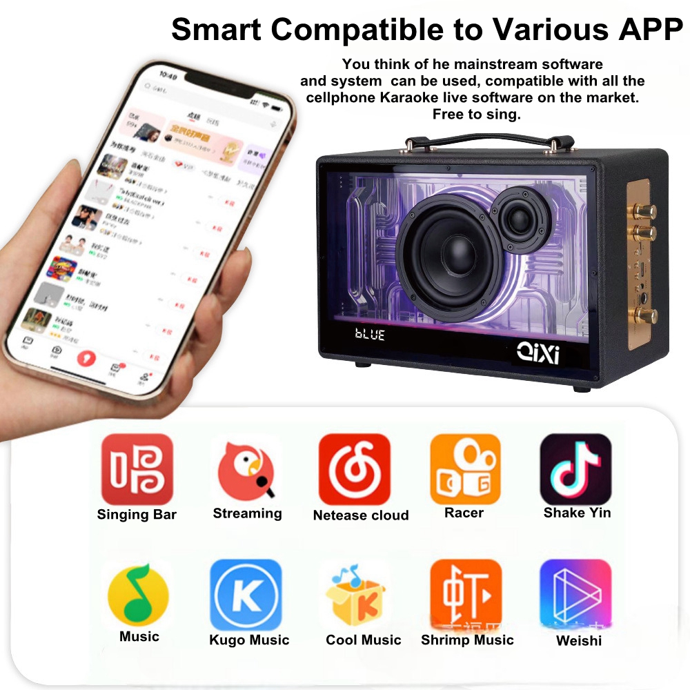 Sk-2060 Rgb Enhanced Bass Sound Bluetooth Karaoke Speaker With Dual ...
