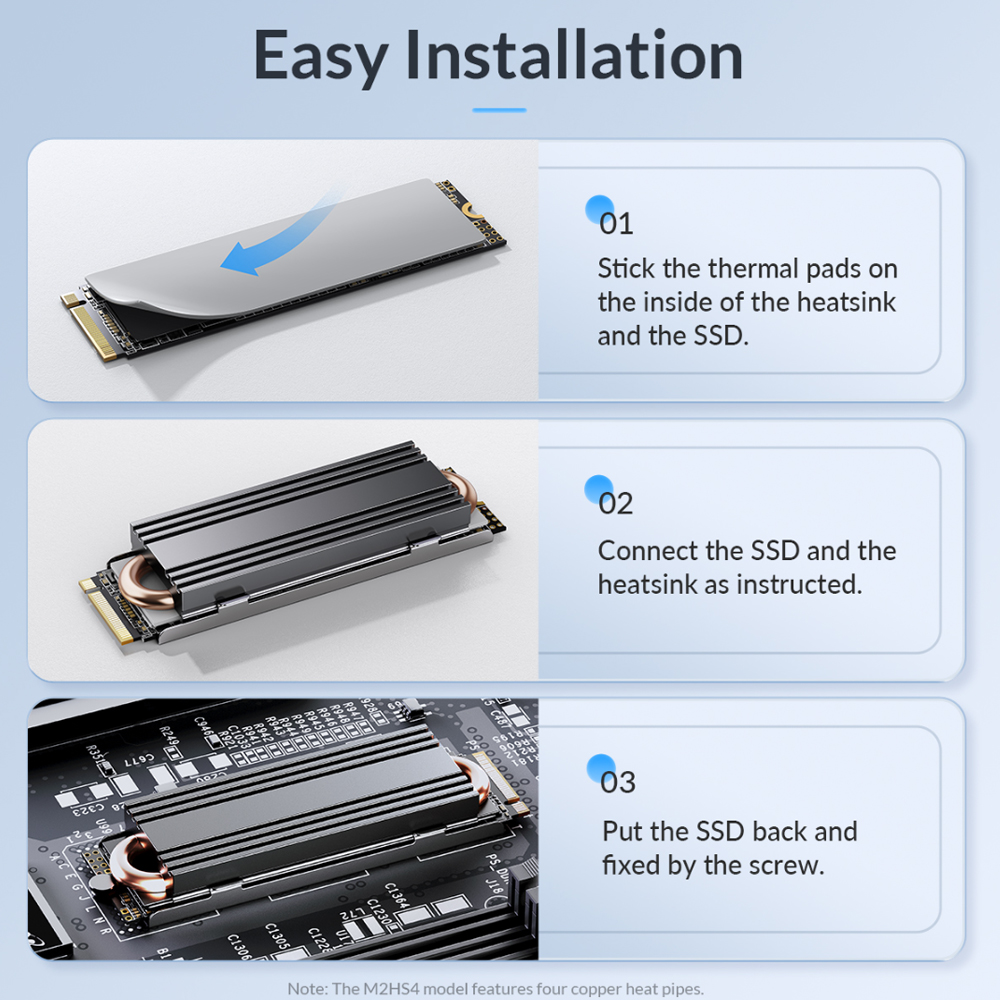 ORICO M2HS3 M.2 SSD Copper Aluminum Heatsink w/ Thermal Fin & Copper ...