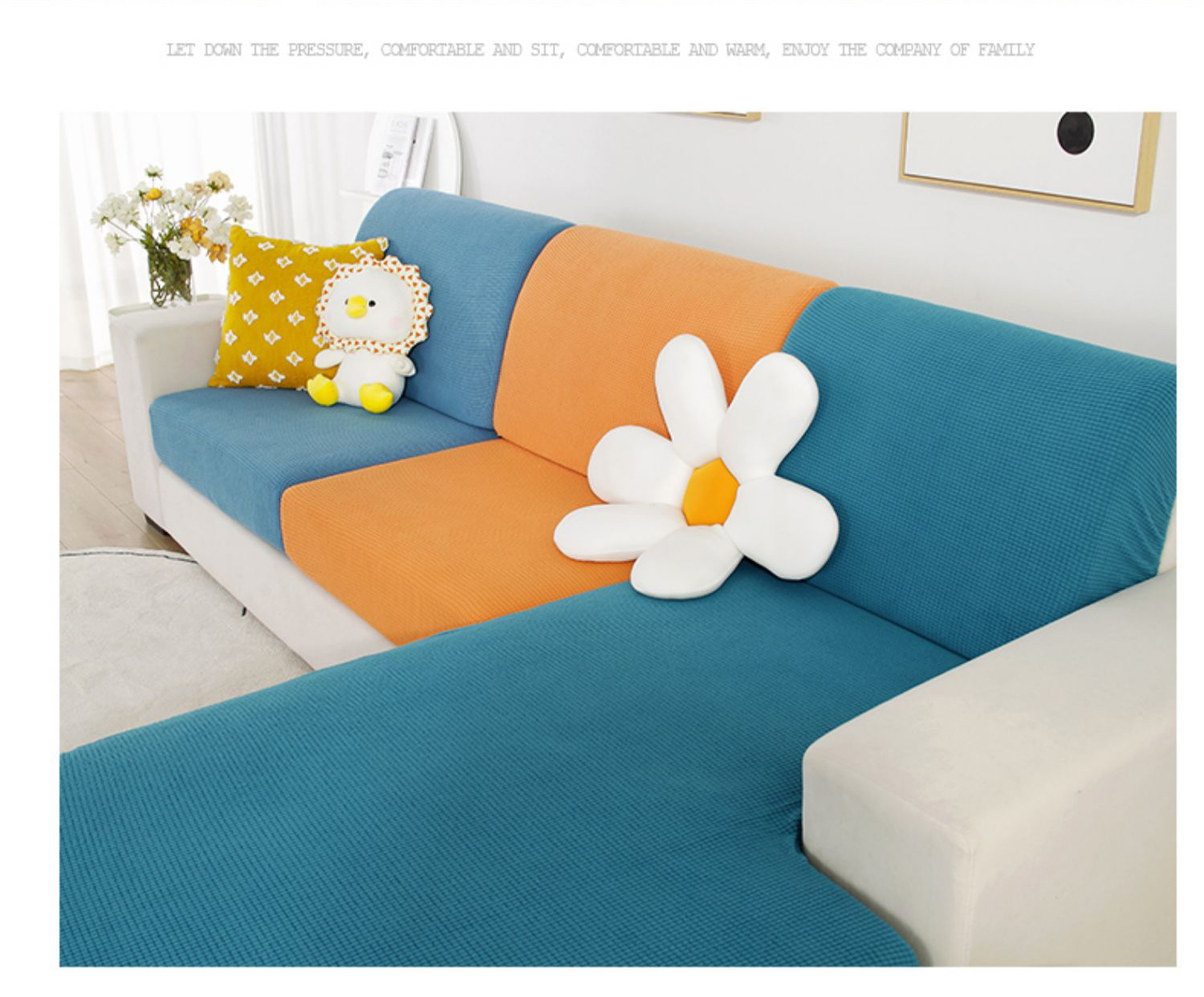 Elastic Stretchable Regular Large Size 1/2/3/4-seater L-shaped Suede Seat Solid Back Sofa Dust ...