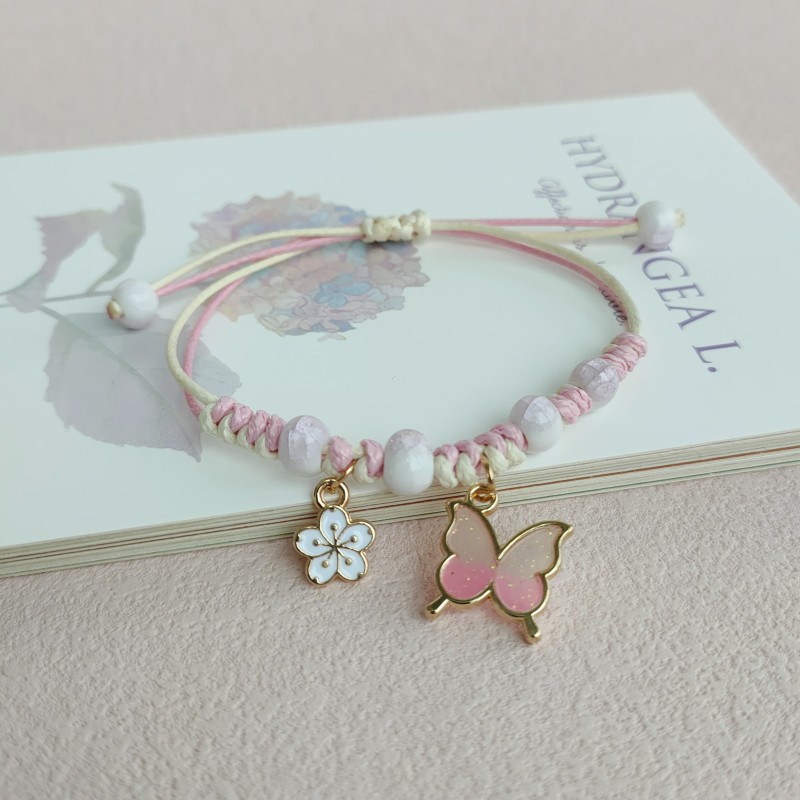 Cartoon Butterfly Flower Bracelet Butterfly Pendant Students Adjustable ...