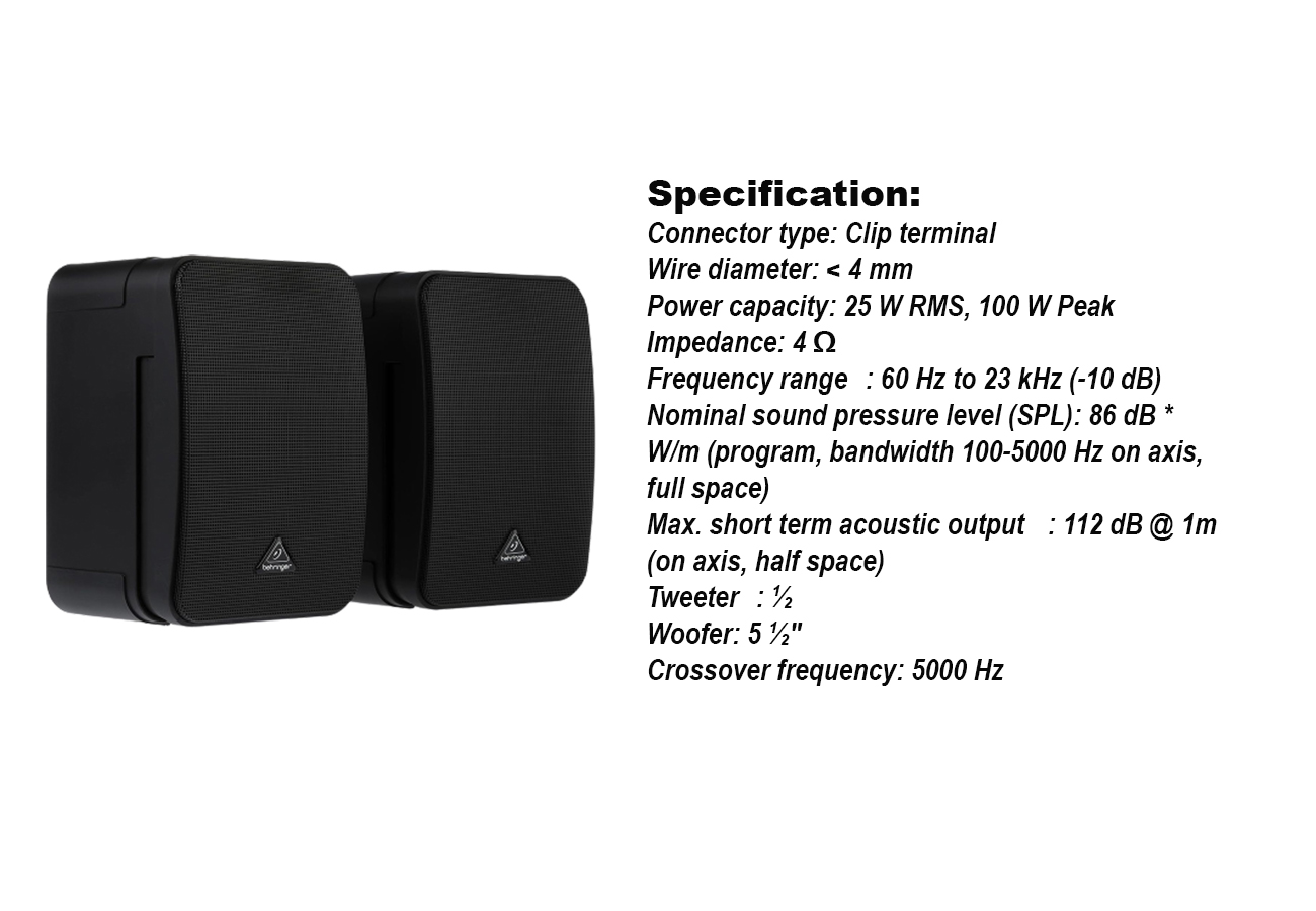 Behringer 1C-BK 5 Inches Ultra-Compact Passive Monitor Two-Way Studio ...