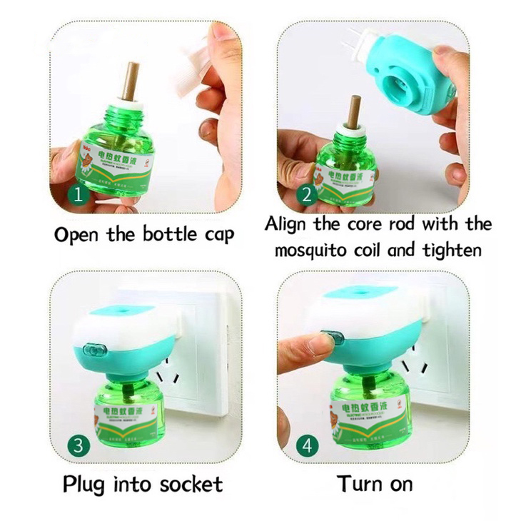 OW Electric Mosquito Coil Liquid Mosquito Repellant Plugs Set Non Toxic ...