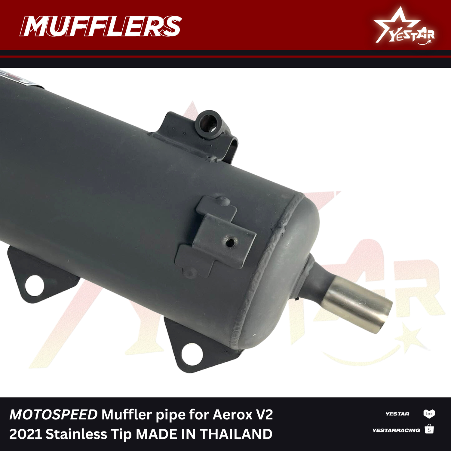 yestarph Motospeed Muffler pipe for AEROX V2 2021 Stainless tip Made in ...