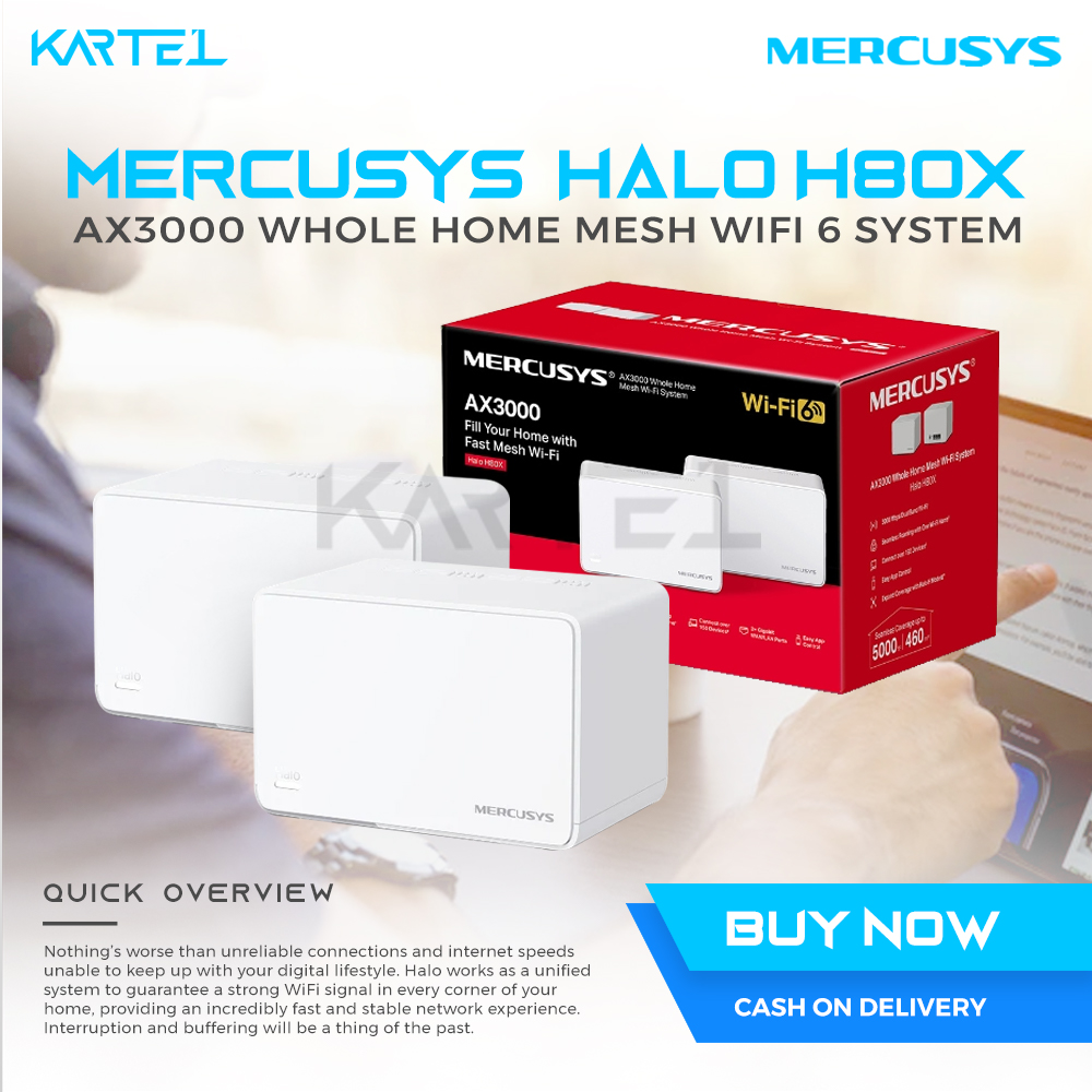 Mercusys Halo H80x Ax3000 3.0gbps Whole Home Mesh Wi-Fi 6 Dual Band ...