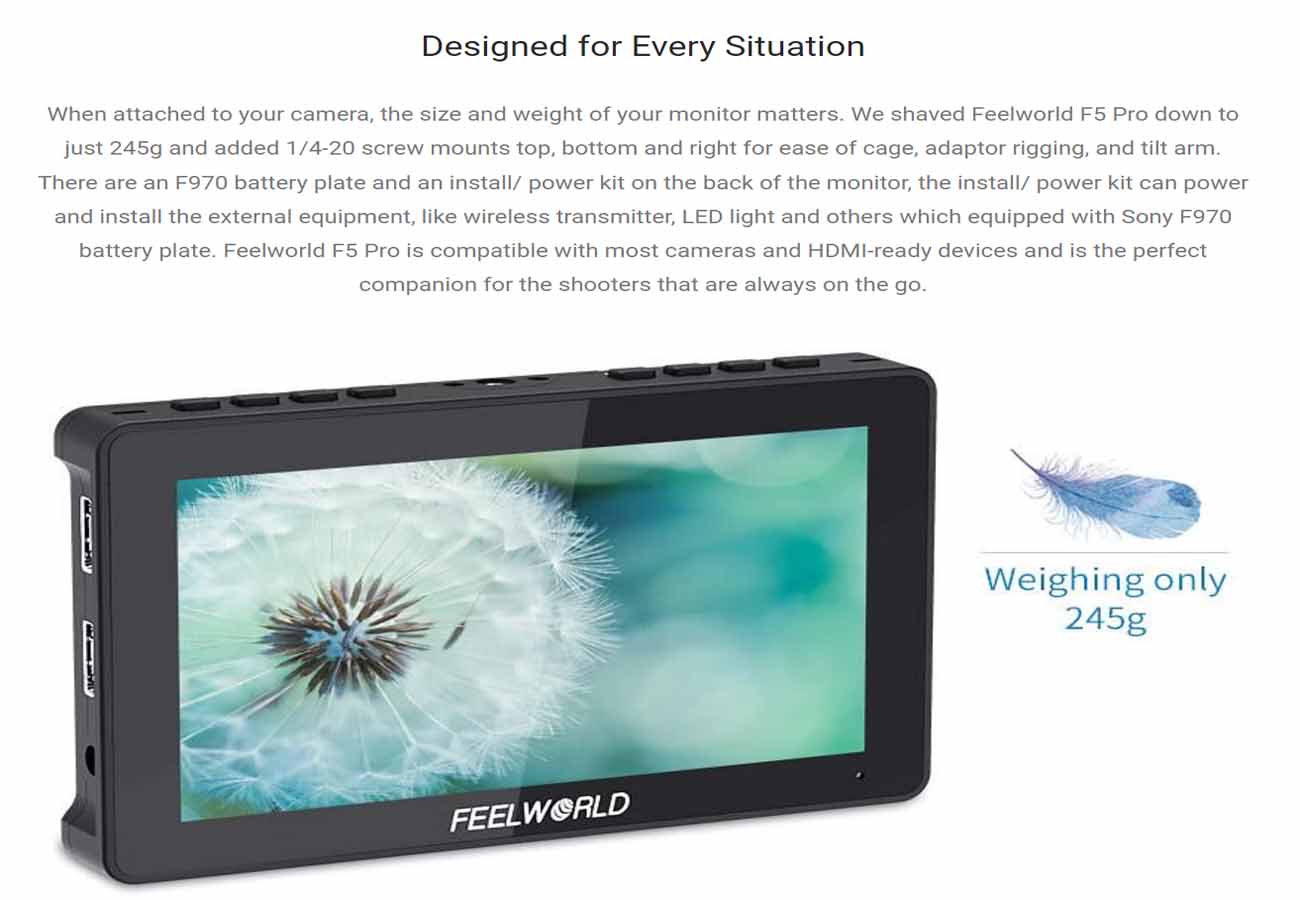 FEELWORLD F5 PRO V4 PROX Camera Field Monitor 3D LUT IPS Touch Screen ...