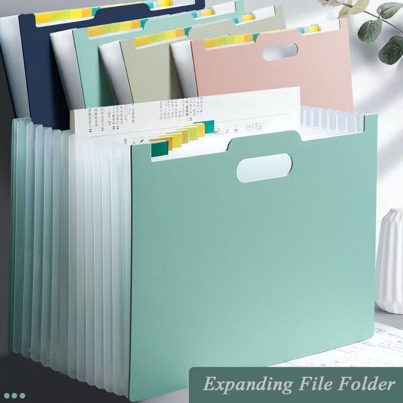 Expanding File Folder Document storage with handle 13 Pockets Size Long ...