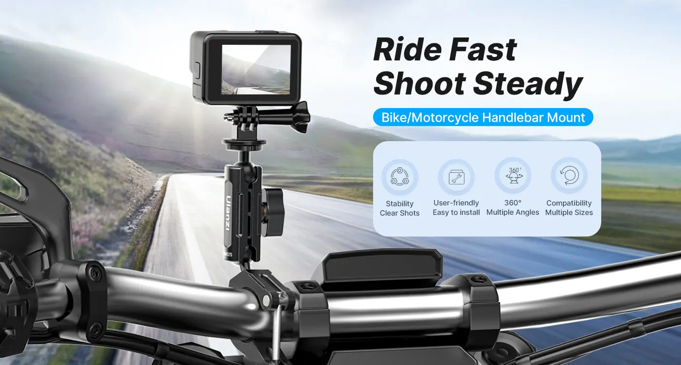 Ulanzi Motorcycle Bike (8-35mm) Handlebar Clamp Camera Mount 360° Bi ...