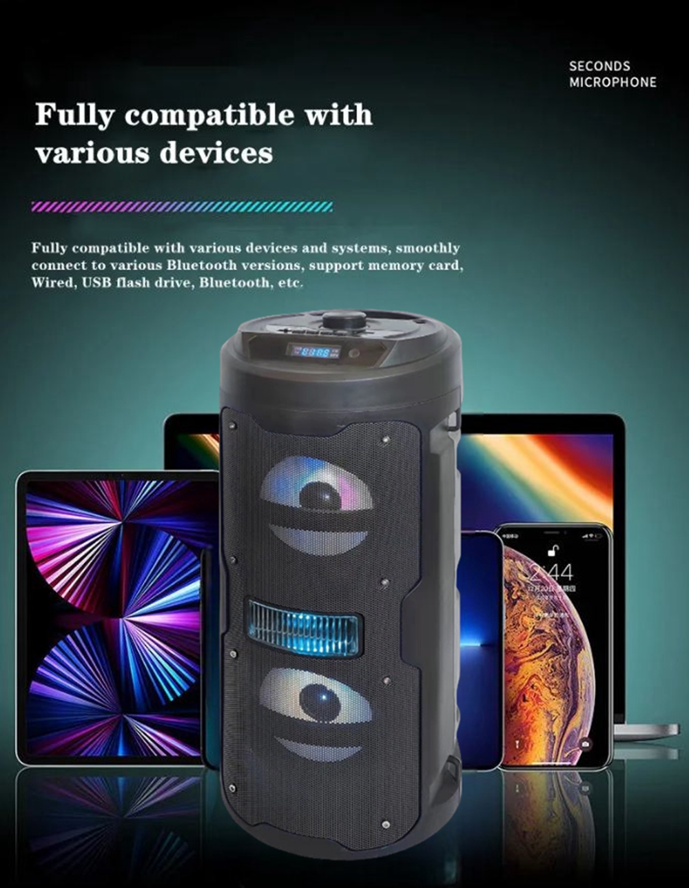 SK-1201 Wireless Portable BIG Karaoke Stereo Bluetooth Speaker with FREE Microphone | Shopee ...