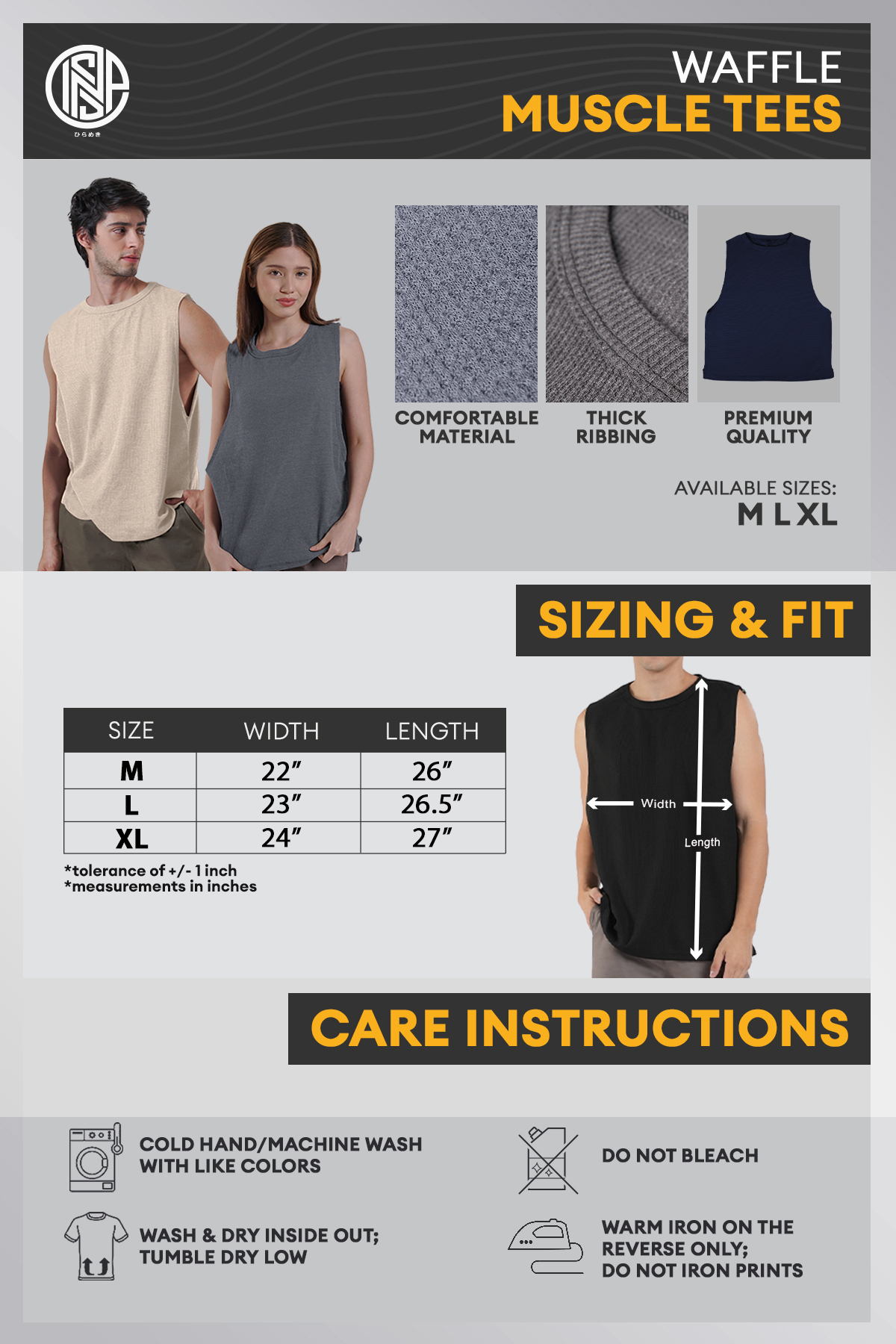 INSPI Waffle Muscle Tee Sando for Men Plain Sleeveless Tank Top Gym ...