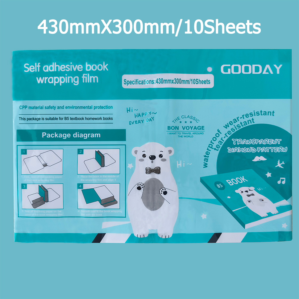 10 Sheets Self-adhesive Book Wrap Book Cover Film Diamond Wrapper ...