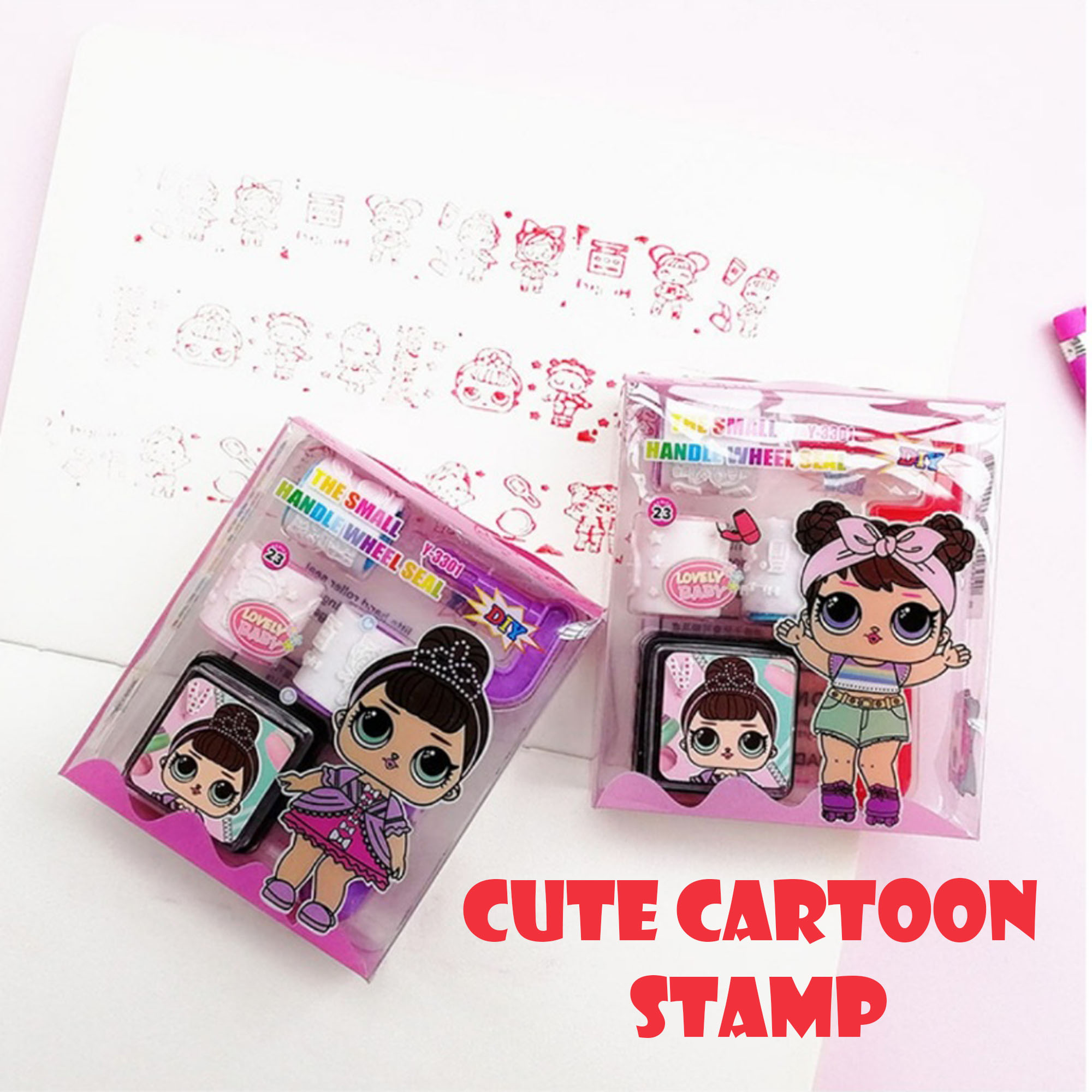 Cute Mini Cartoon Round Seal Roller Stamp Set Stationery Scrapbooking ...