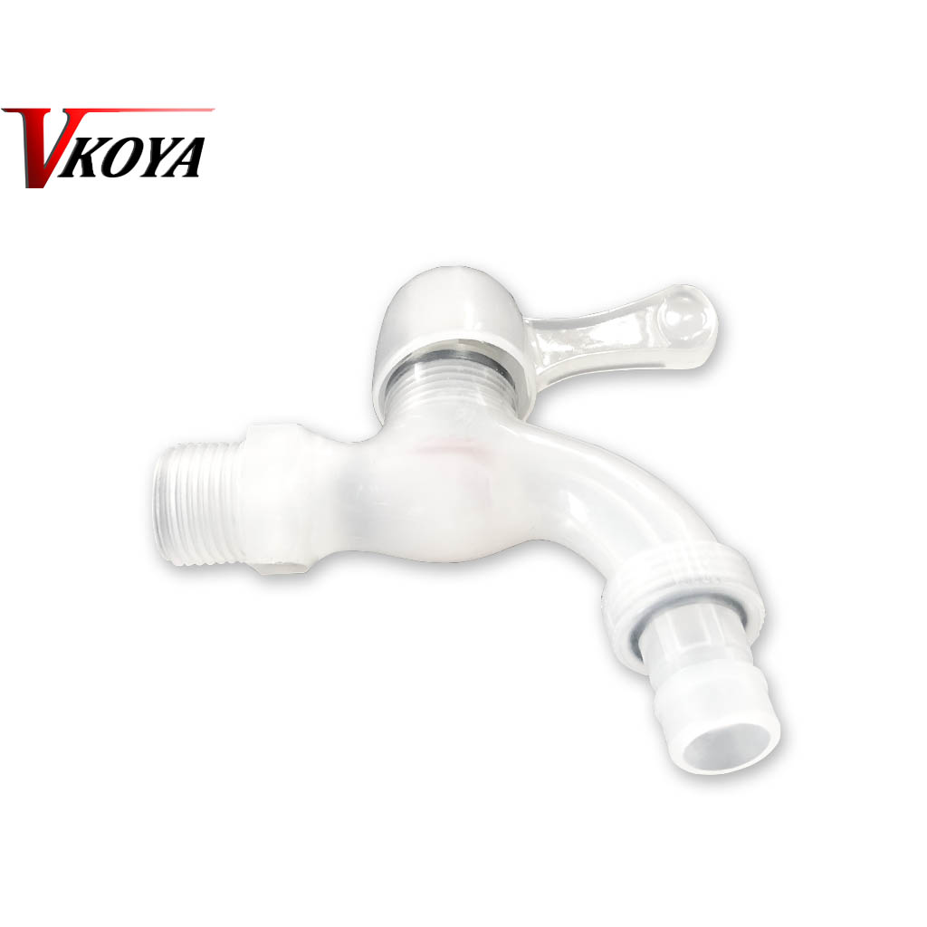 Vkoya PVC White Faucet Plain Bibb With Hose Connector 1/2" Thread Size ...