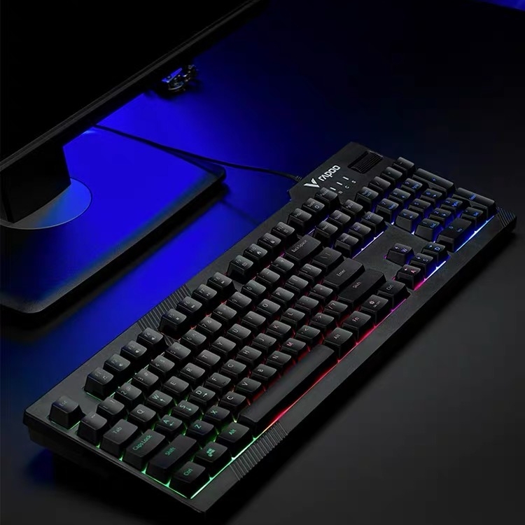 Rapoo V50S Backlit Gaming Keyboard USB Wired 104 Key Keyboard for laptop Ergonomic keyboard ...