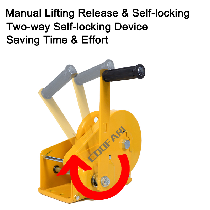 2600LBS Manual Winch Heavy Duty Hand Crank Winch Automatic Brake ...