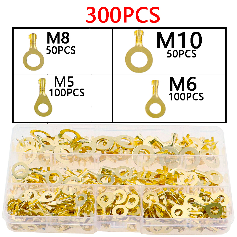 150/300/450pcs Electrical Wire Lugs Eyelet Brass Ring Eye Hole Copper ...