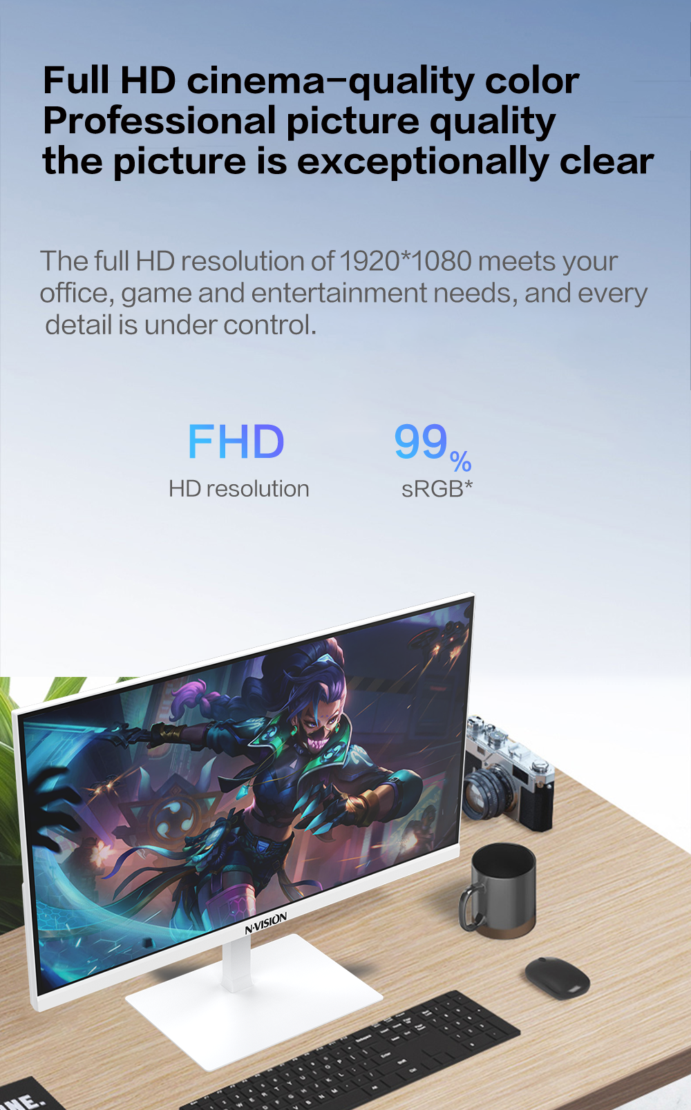 Nvision 25" IPS Monitor 100HZ FHD Build-in Speaker With Type-C 15W Port ...