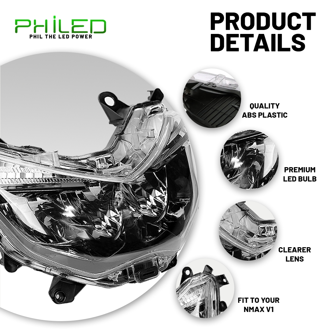 YAMAHA NMAX V1 PHILED PREMIUM STOCK HEADLIGHT ASSY FOR NMAXV1 PLUG AND ...
