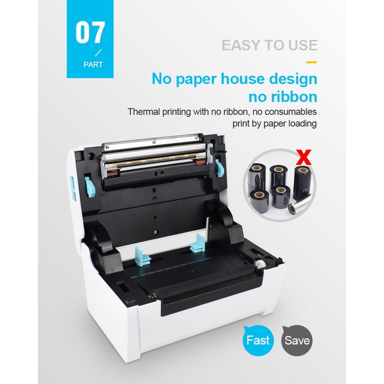 OFFICOM ZJ9200 Waybill Printer A6 Thermal Bluetooth USB Android IOS ...